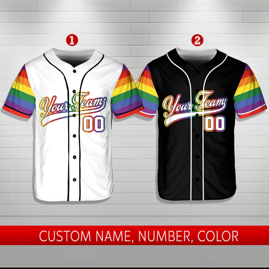 Personalized LGBTQ Team Name and Number Baseball Jersey, Custom LGBT ...
