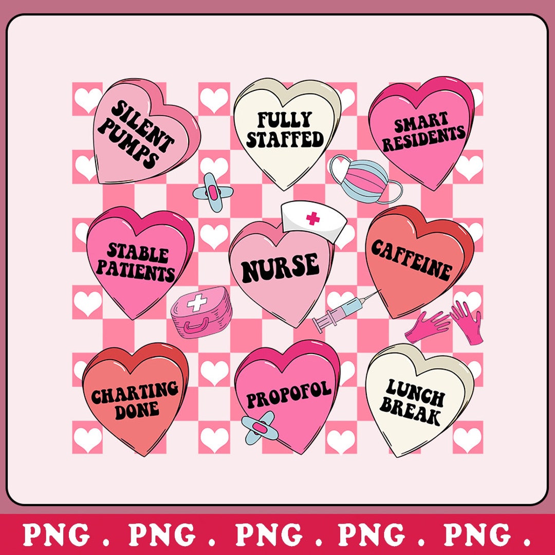 Valentine's Day Nurse PNG, Retro Nurse Valentines PNG, Nurse ...