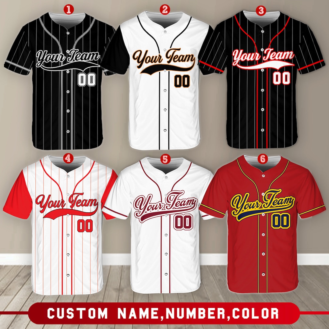 Personalized Team Name and Number Baseball Jersey, Custom Baseball ...