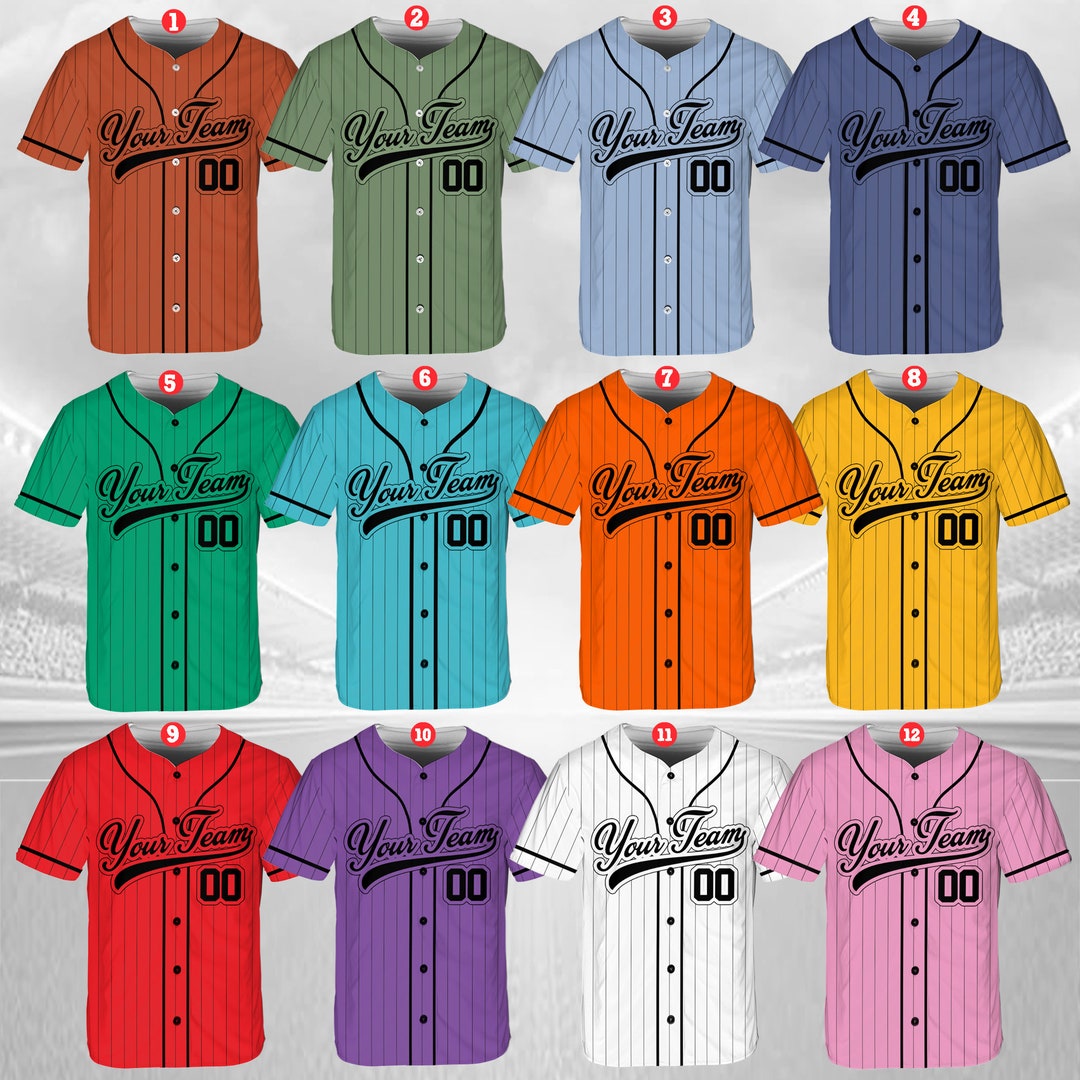 Personalized Team Name and Number Baseball Jersey, Custom Baseball ...