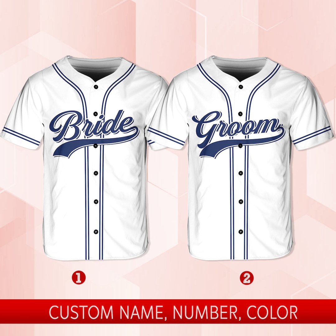 Personalized Bride and Groom Baseball Jersey, Custom Matching Couple ...
