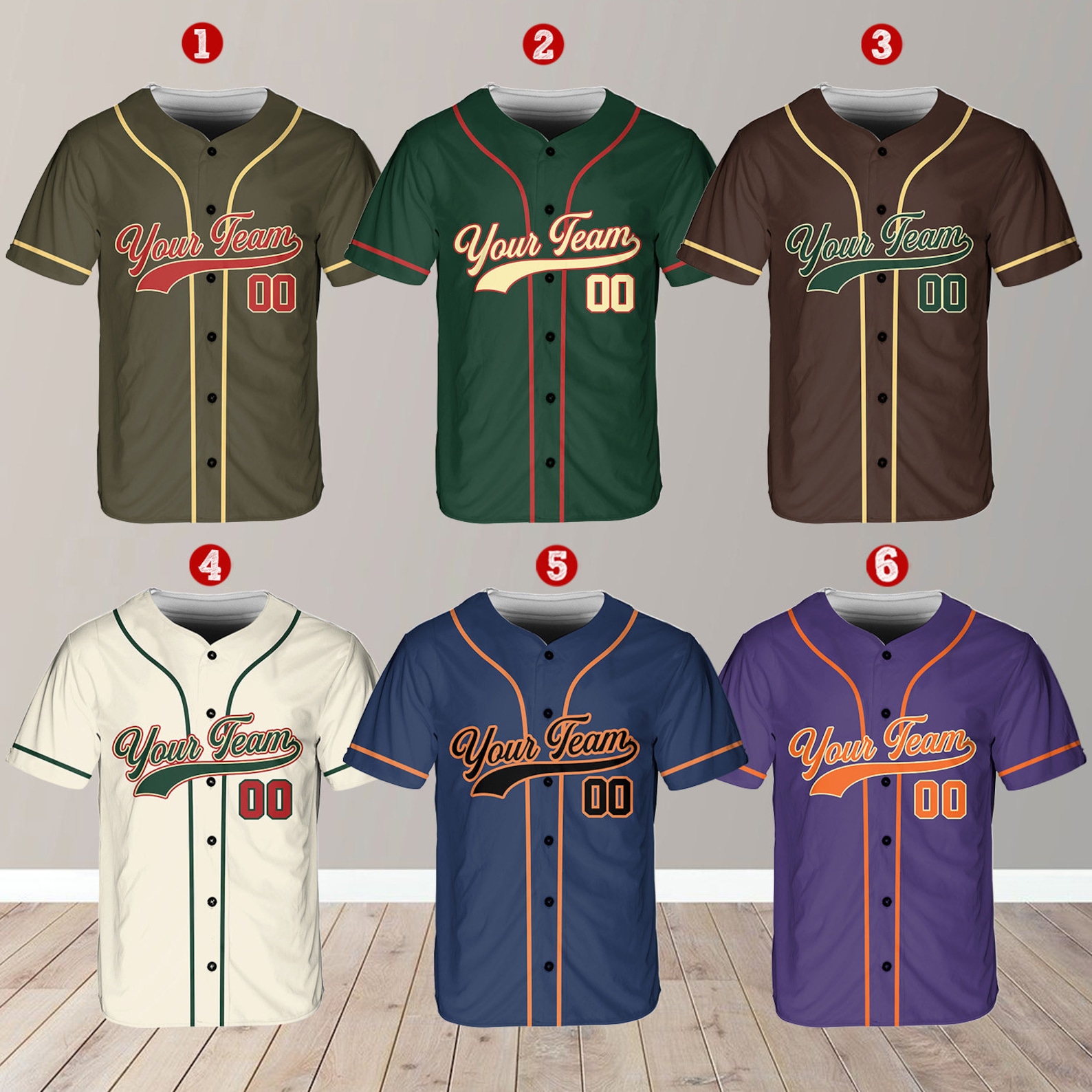 Personalized Team Name and Number Baseball Jersey, Custom Baseball ...