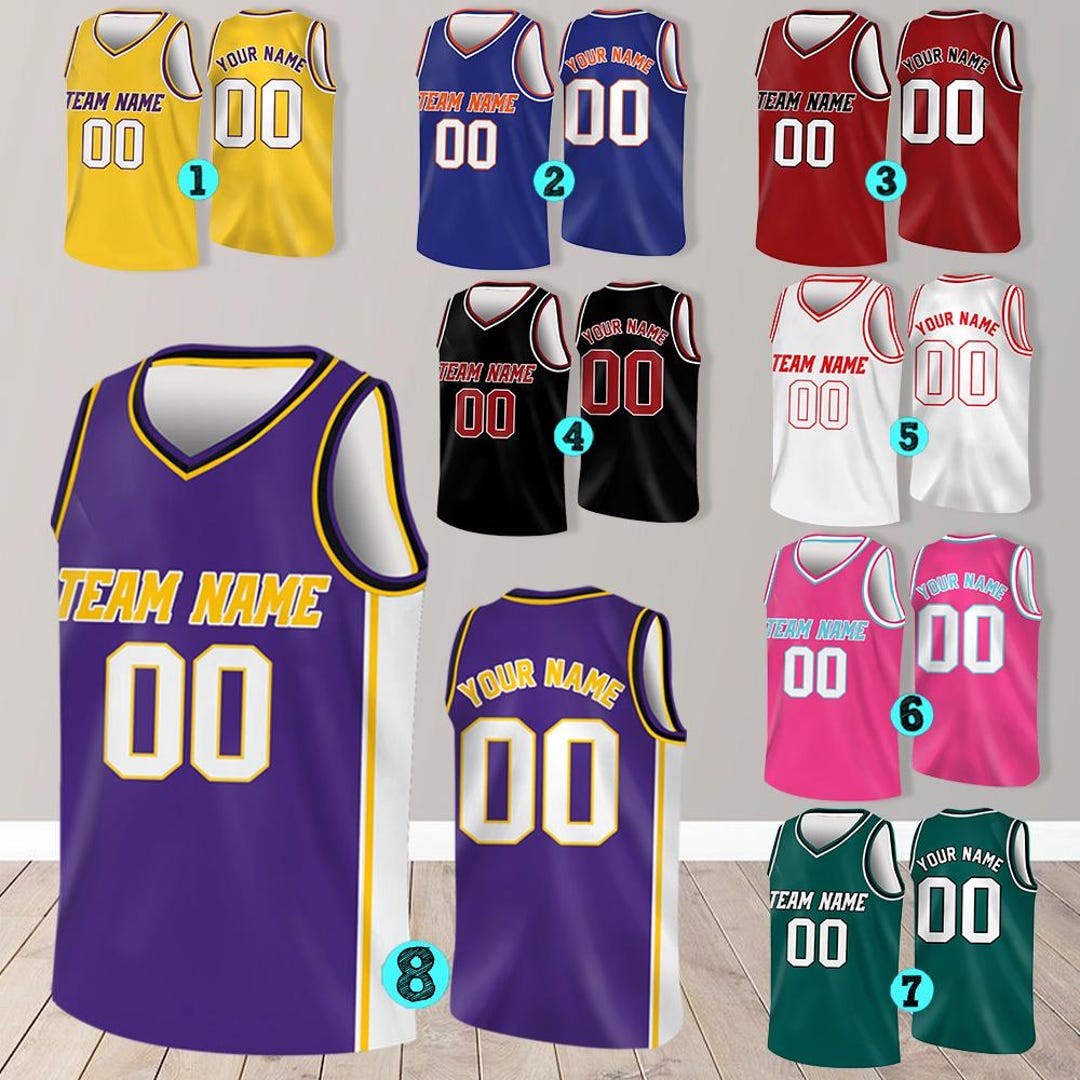 Custom Basketball Jersey Team Name & Number, Personalized Adult Youth ...