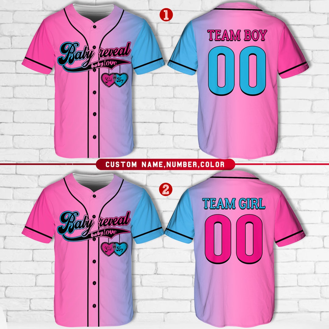Personalized Baby Reveal Baseball Jersey, Blue or Pink Baseball Jersey ...