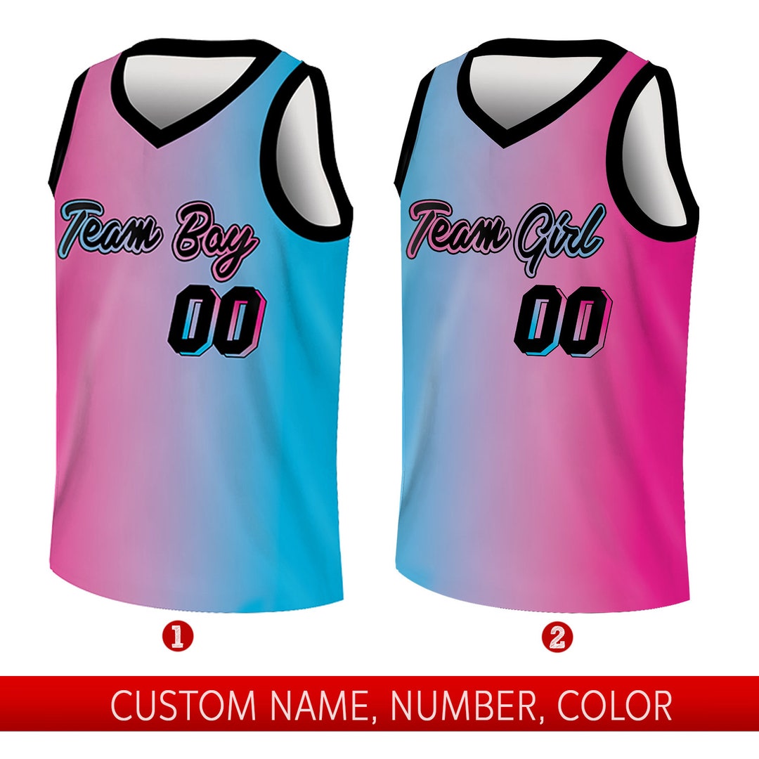 Custom Gender Reveal Jersey, Custom Name and Number Basketball Jersey ...