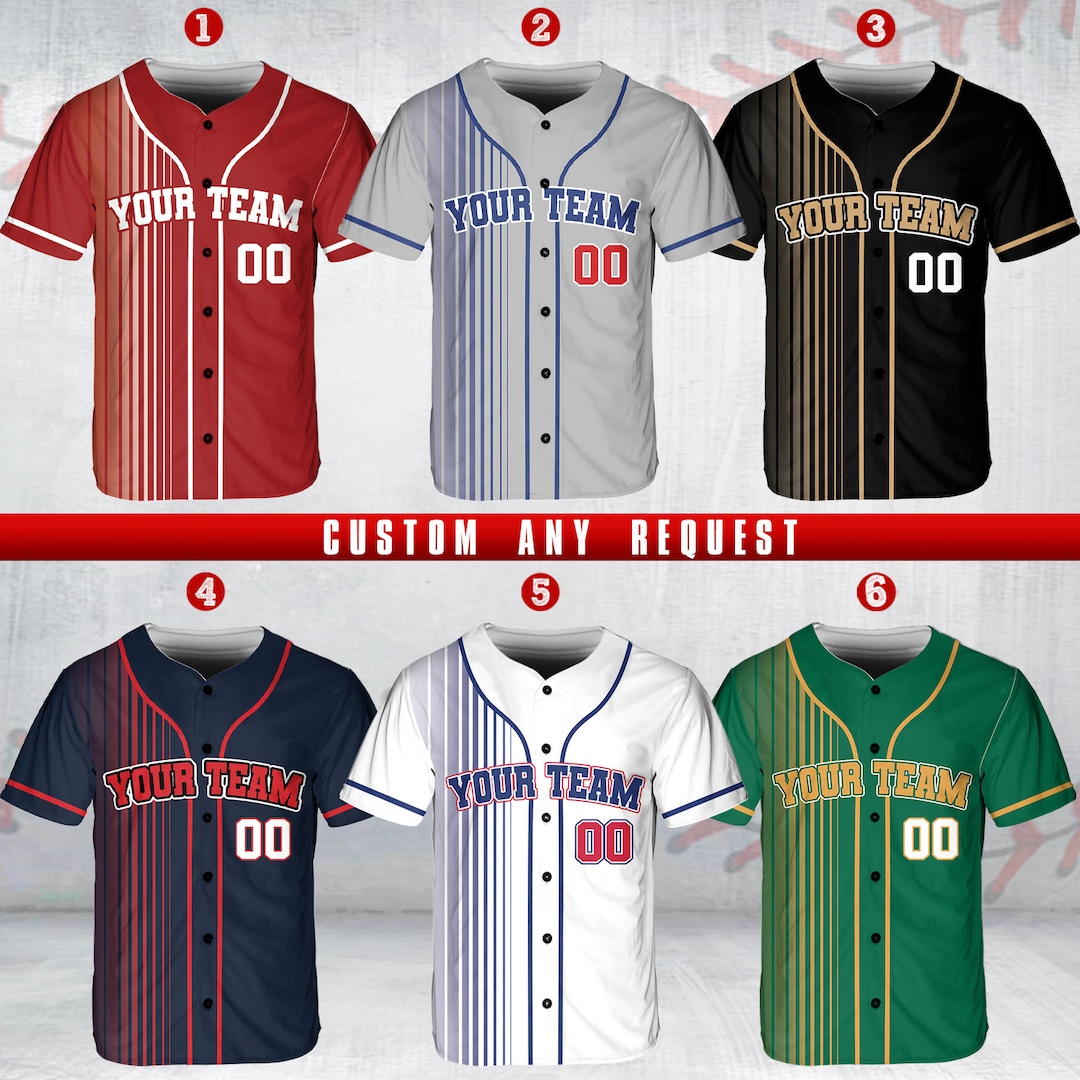 Personalized Team Name and Number Baseball Jersey, Custom Baseball ...