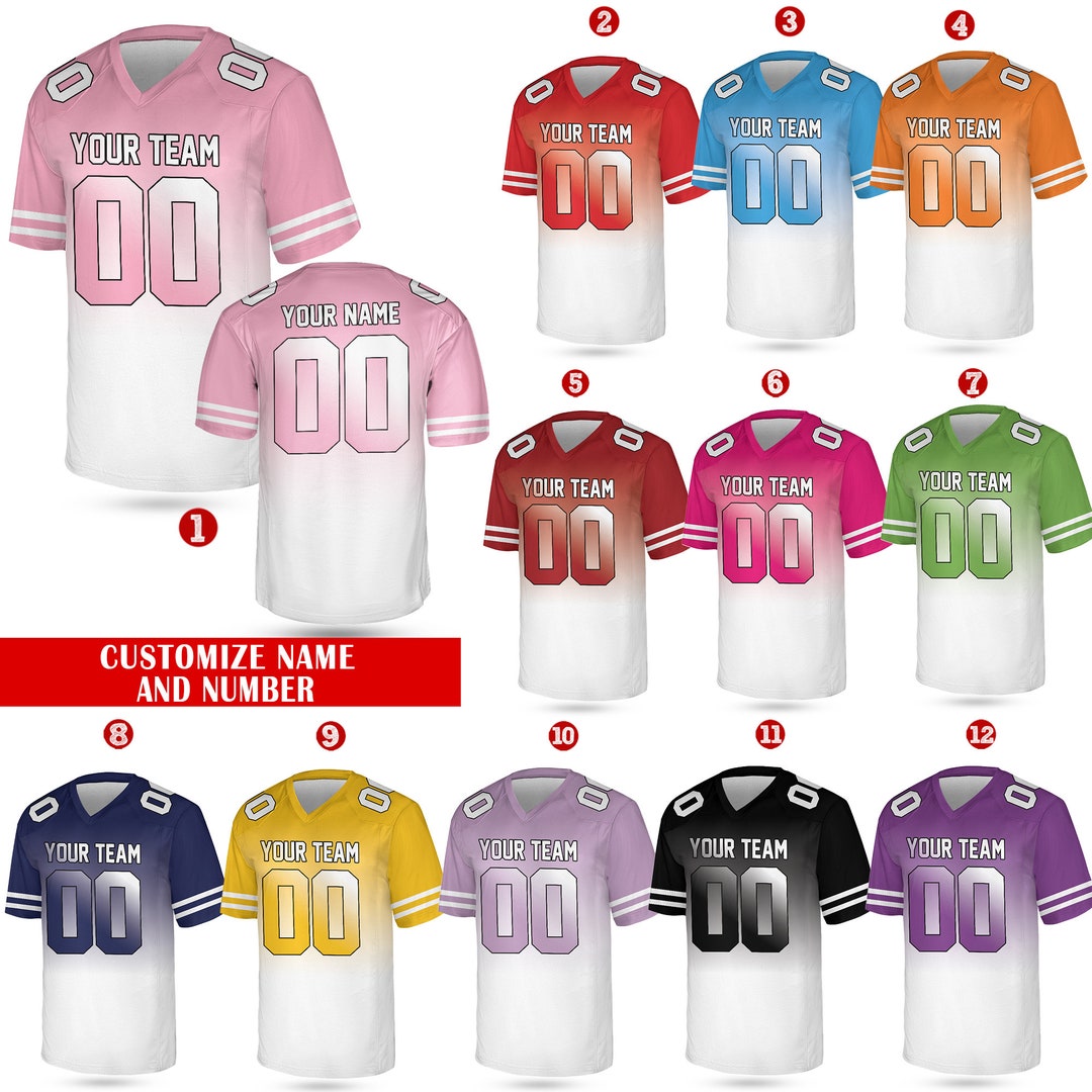 Personalized Team Name and Number Football Jersey, Custom V-neck Short ...