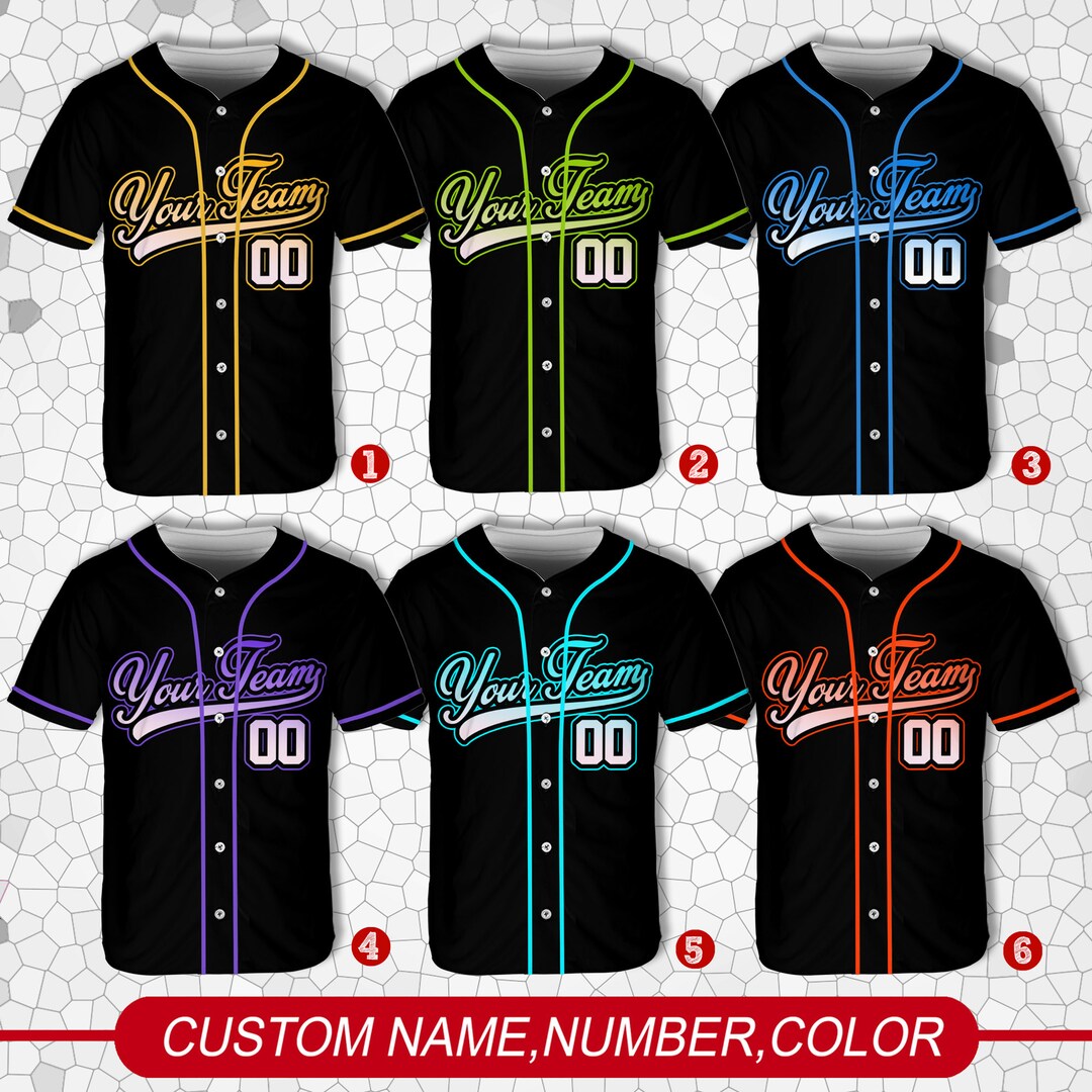 Personalized Team Name and Number Baseball Jersey, Custom Baseball ...