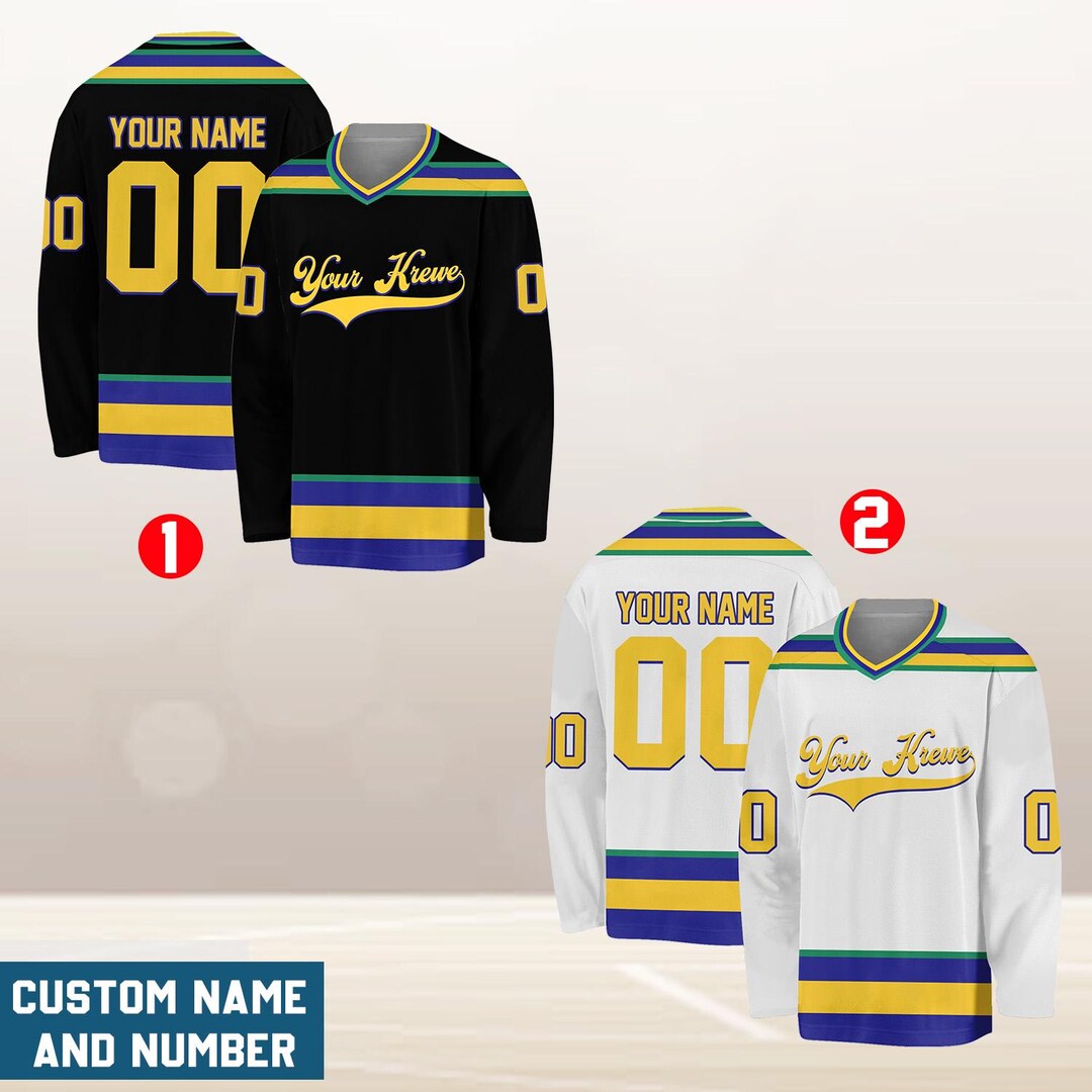 Personalized Team Name and Number Hockey Jersey, Custom Your Krewe Your ...