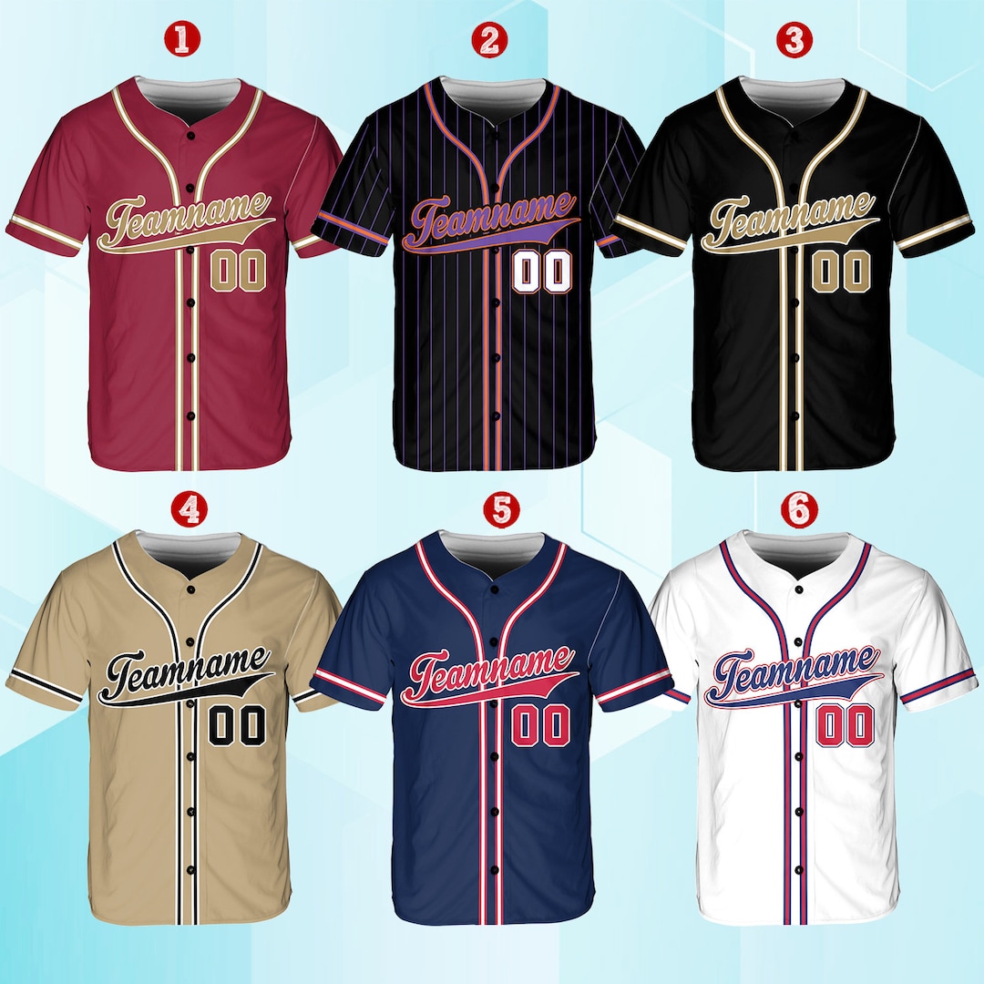 Personalized Team Name and Number Baseball Jersey, Custom Baseball ...