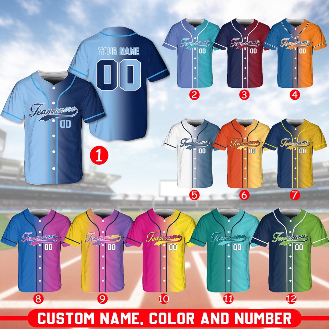 Personalized Team Name and Number Pinstripe Baseball Jersey, Custom ...