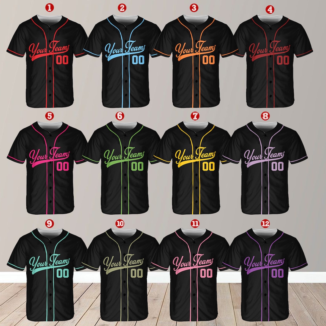 Personalized Team Name and Number Baseball Jersey, Custom Baseball ...