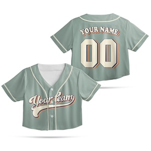Personalized Vintage Team Name and Number Crop Top Baseball Jersey ...