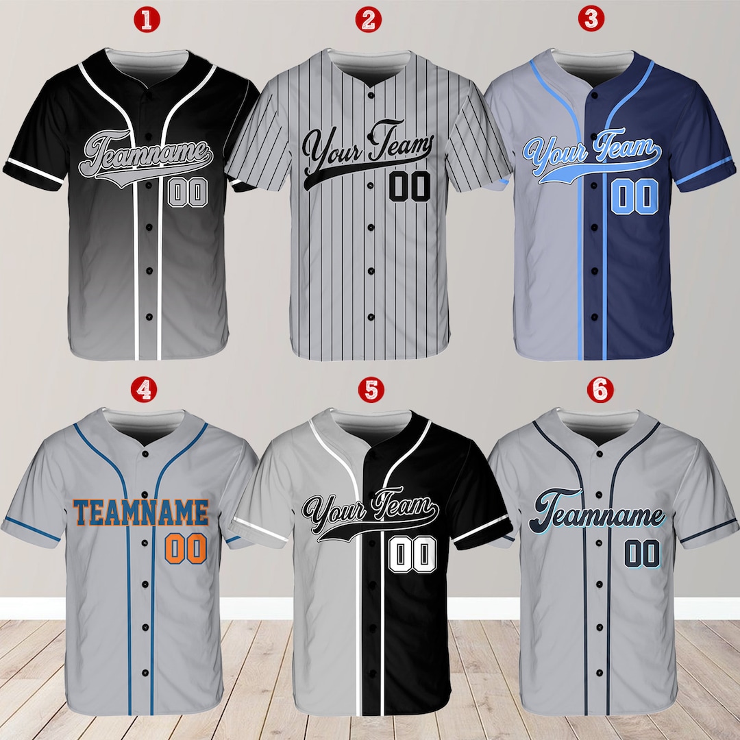 Personalized Team Name and Number Baseball Jersey, Custom Baseball ...