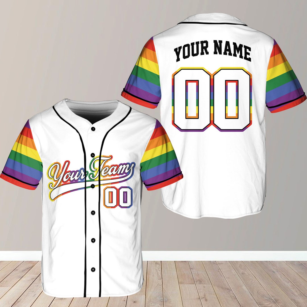 Personalized LGBTQ Team Name and Number Baseball Jersey, Custom LGBT ...