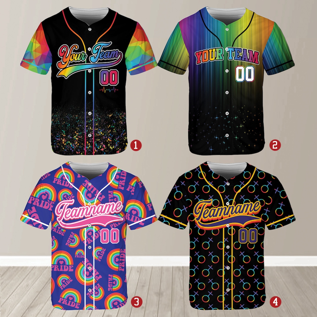 Personalized LGBTQ Team Name and Number Baseball Jersey, Custom LGBT ...