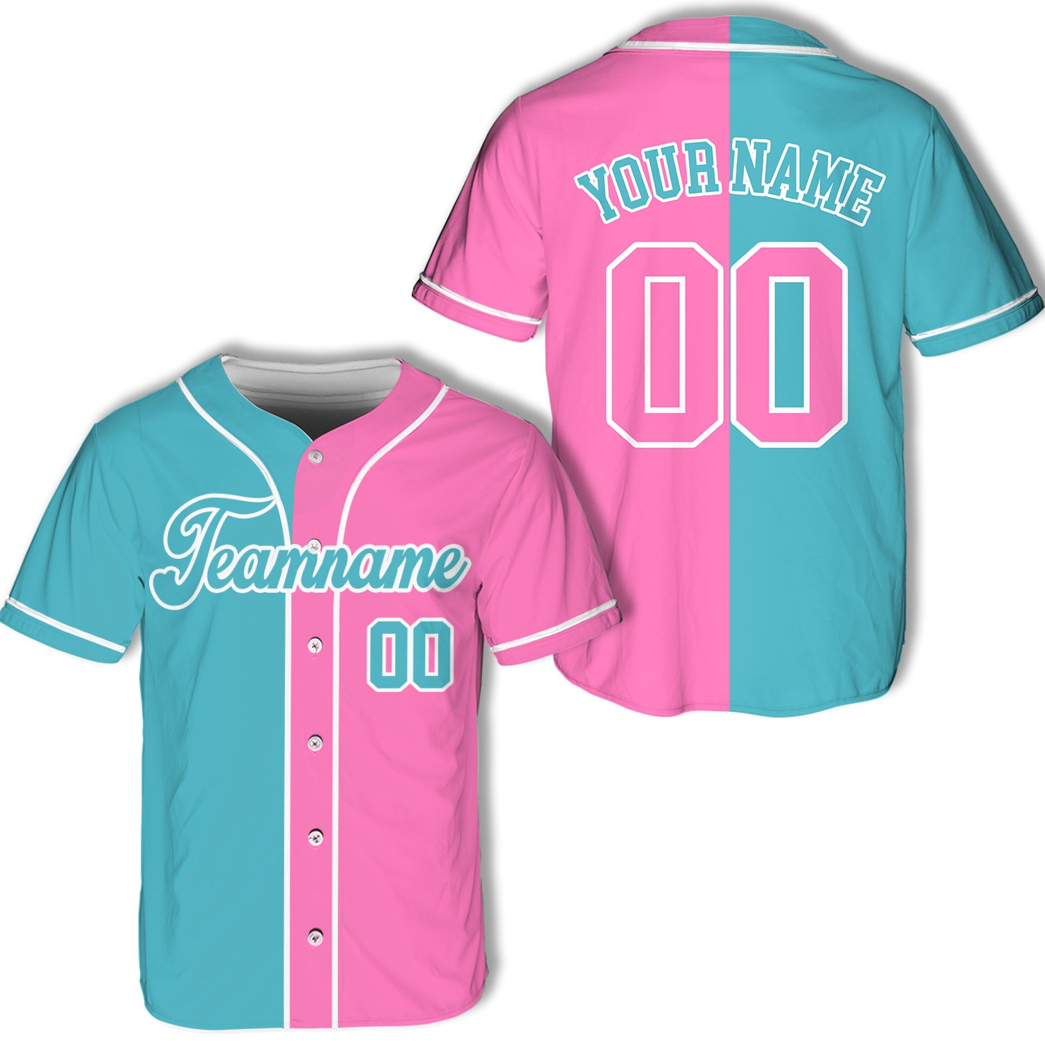 Personalized Split Team Name and Number Baseball Jersey, Custom ...