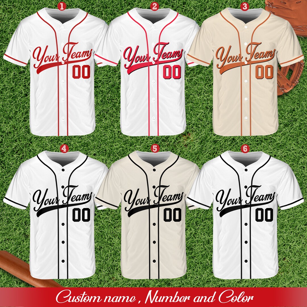 Personalized Team Name and Number Baseball Jersey, Custom Baseball ...