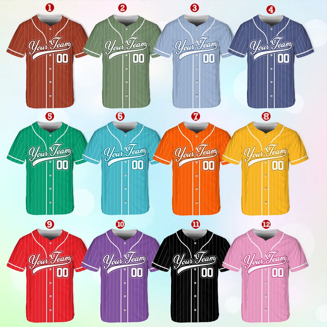 Personalized Team Name and Number Baseball Jersey, Custom Baseball ...