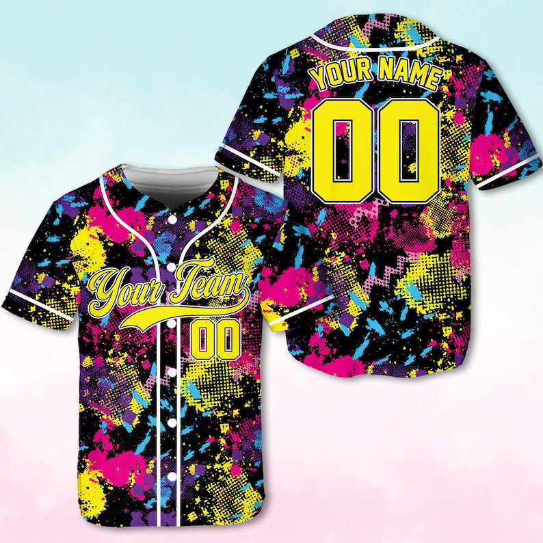Personalized Paint Splatter Baseball Jersey for Adult Kid Youth, Custom ...
