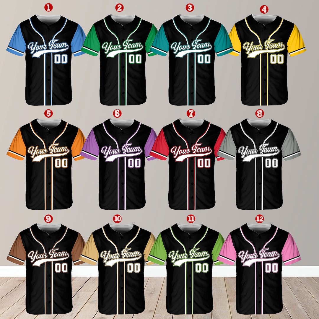 Personalized Team Name and Number Baseball Jersey, Custom Baseball ...