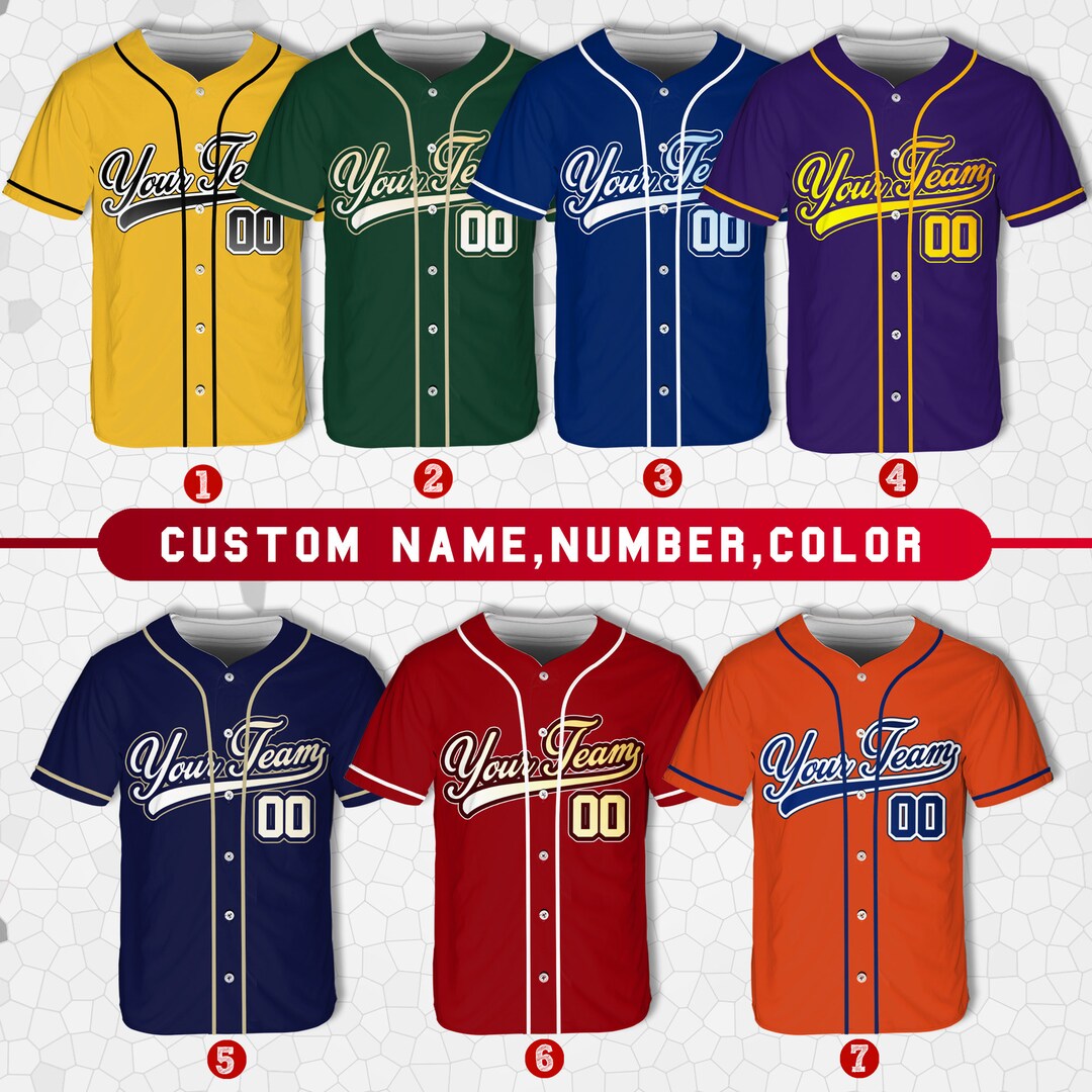Personalized Team Name and Number Baseball Jersey, Custom Baseball ...