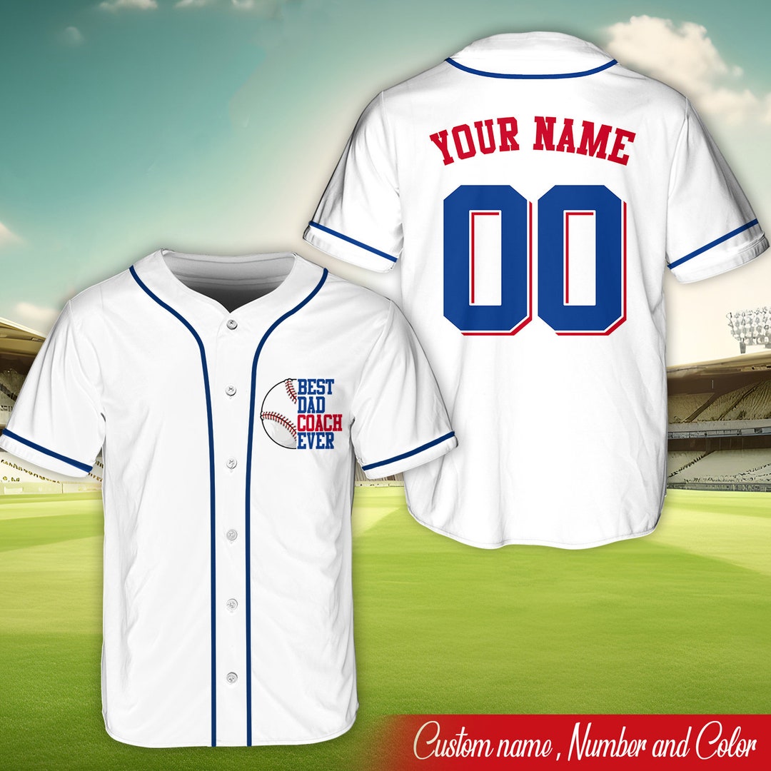 Personalized Best Dad Coach Ever Baseball Jersey, Custom Name Dad Shirt ...