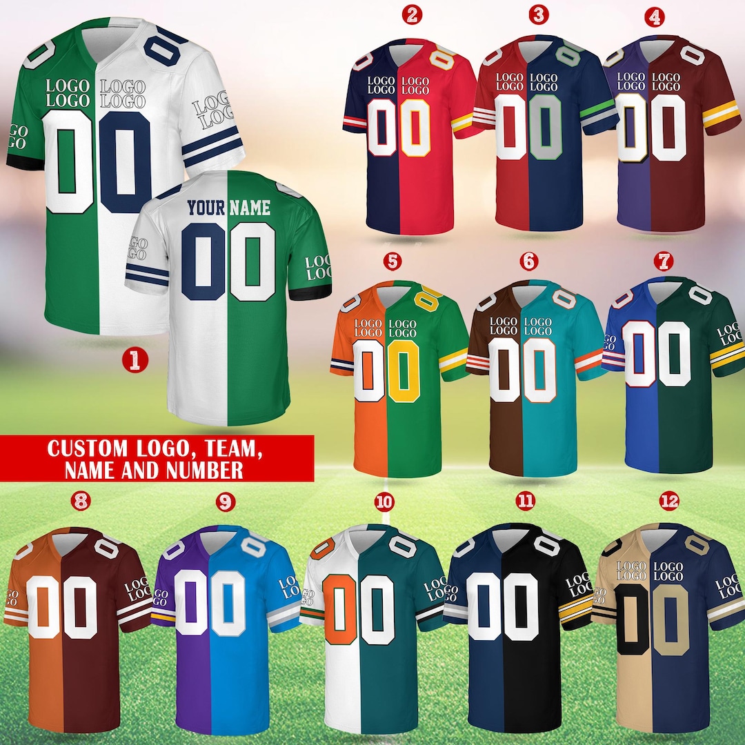 Personalized Any Two Football Team, Custom Logo With Team Name and ...