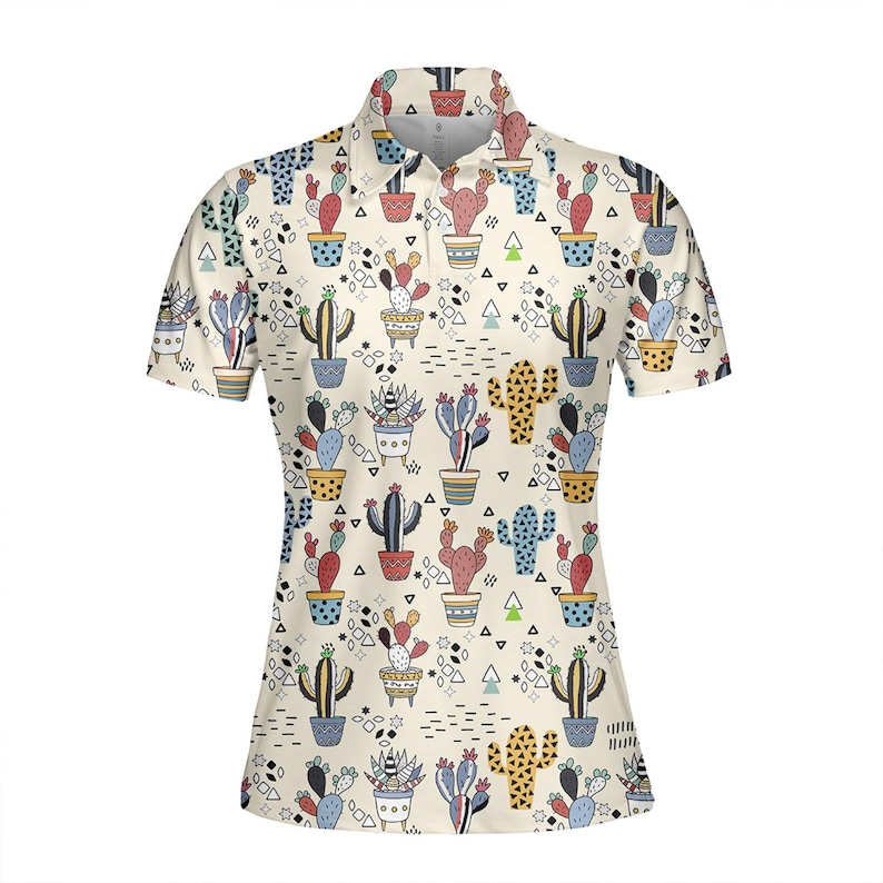 Cute Cactus Polo Shirt Cute Plant Lover Golf Shirt for Women Men, Funny ...
