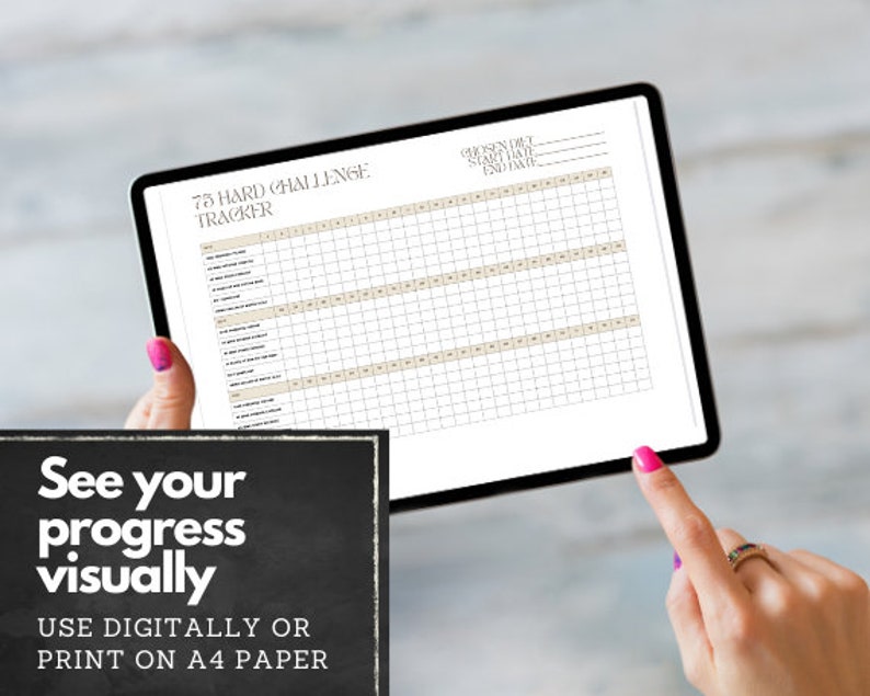 75 Hard Challenge Tracker Printable Digital Download PDF Track Progress ...