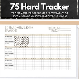 75 Hard Challenge Tracker Printable Digital Download PDF Track Progress Popular Wellness ...
