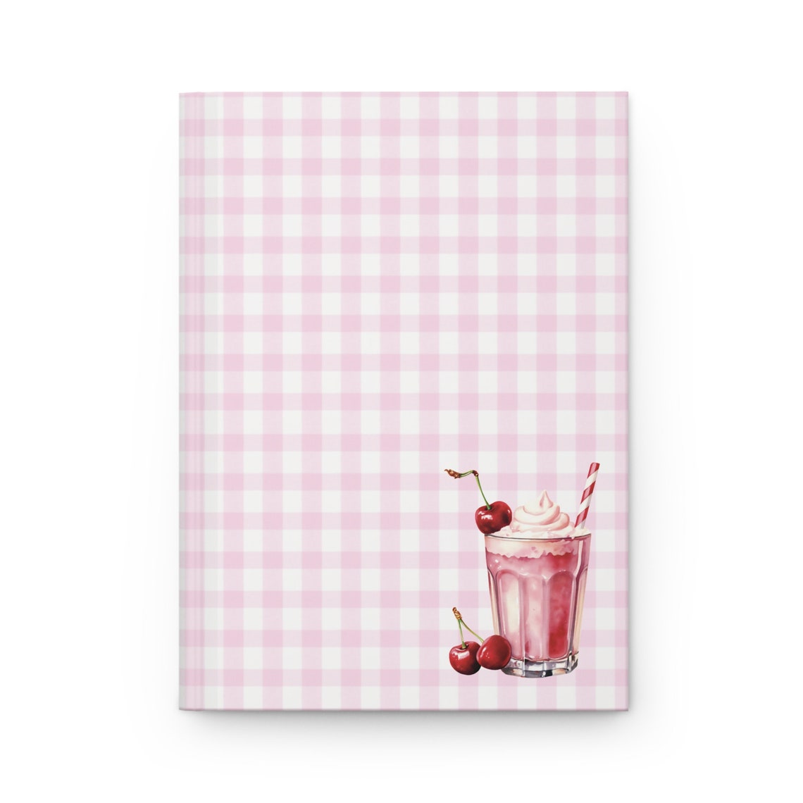 Pink Gingham Coquette Notebook, Blank Hardbound Journal, Lined Blank ...
