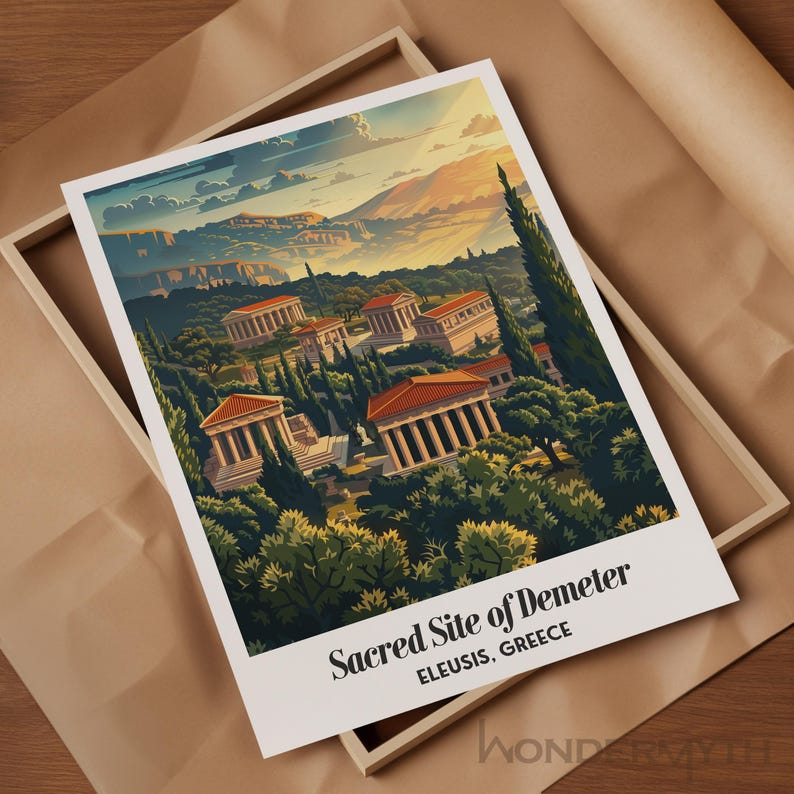 Sacred Site of Demeter Travel Poster, Greek Mythology Decor | Eleusis ...