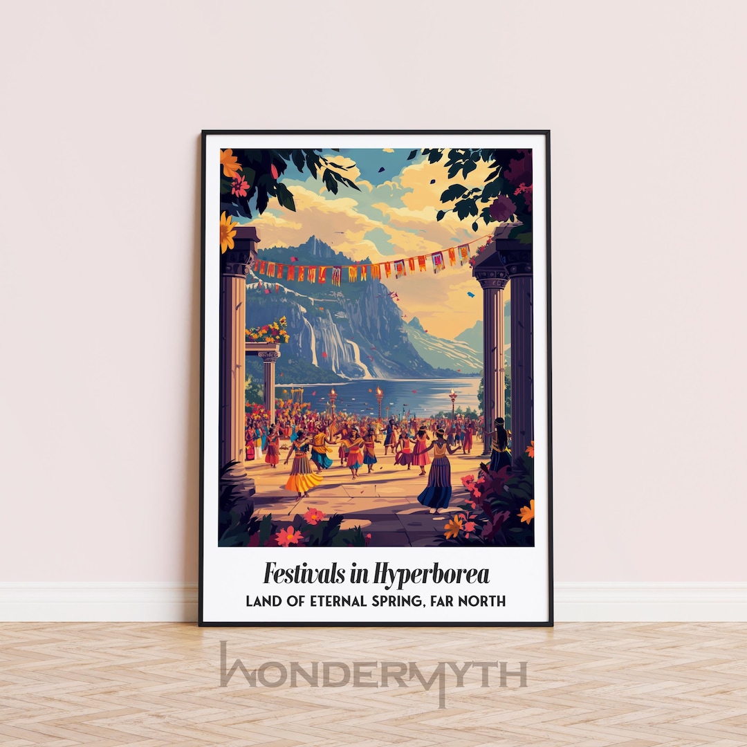 Festivals in Hyperborea Travel Poster, Greek Mythology Decor, Land of ...