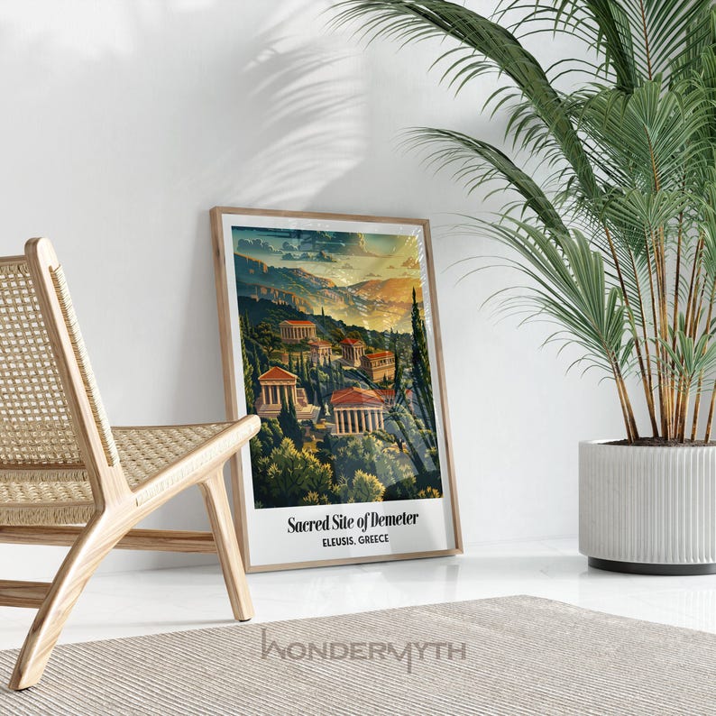 Sacred Site of Demeter Travel Poster, Greek Mythology Decor | Eleusis ...