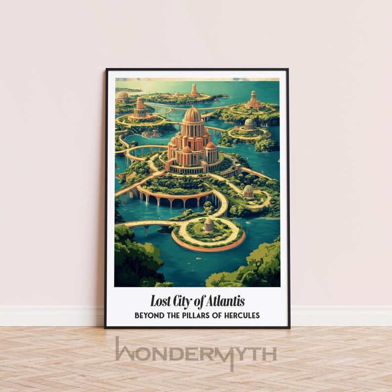 Lost City of Atlantis Travel Poster, Greek Mythology Decor, Ancient ...