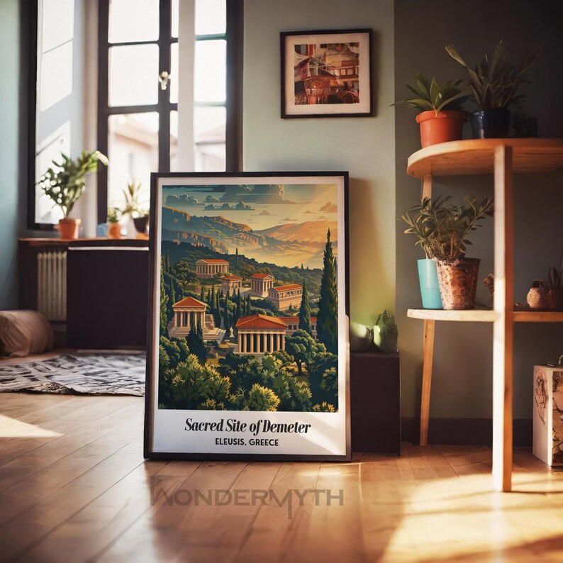 Sacred Site of Demeter Travel Poster, Greek Mythology Decor | Eleusis ...