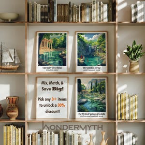 The Castalian Spring Travel Poster, Mount Parnassus Digital Art, Greek ...