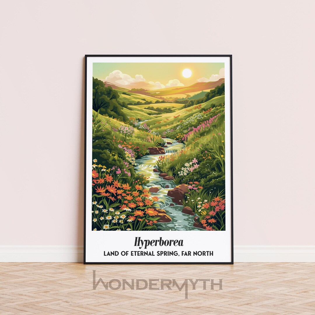 Hyperborea Travel Poster, Greek Mythology Decor, Land of Eternal Spring ...
