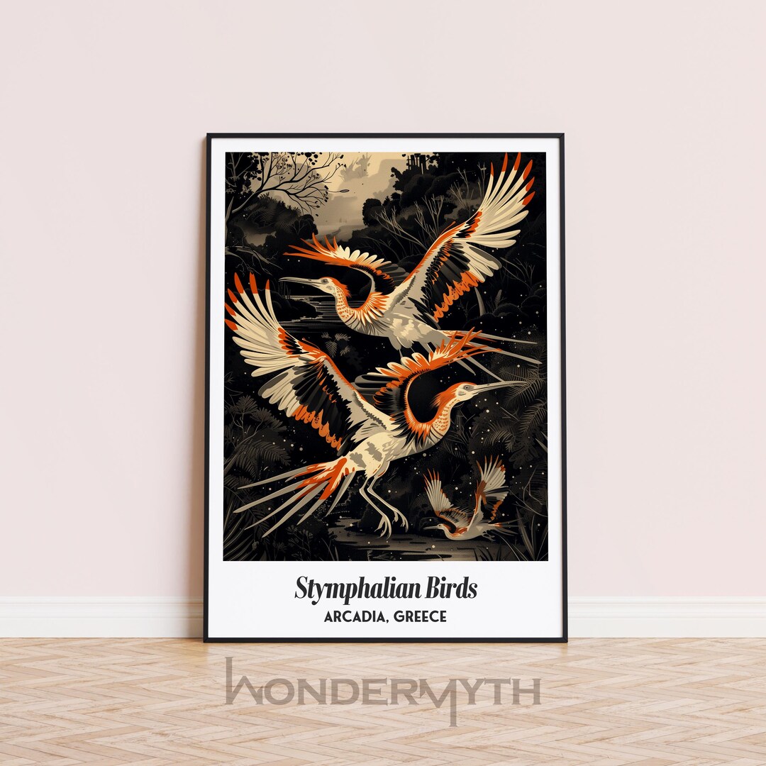 Stymphalian Birds Art Print: Greek Mythology Travel Poster - Etsy
