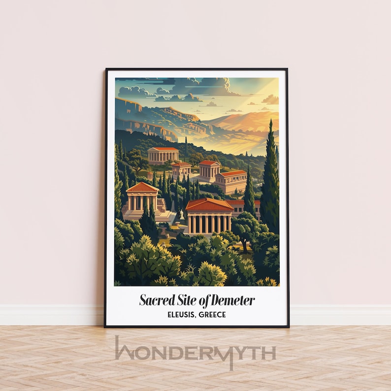 Sacred Site of Demeter Travel Poster, Greek Mythology Decor | Eleusis ...