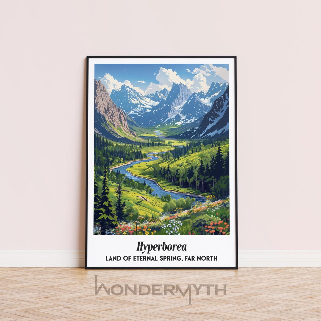 Hyperborea Travel Poster, Greek Mythology Decor, Land of Eternal Spring ...