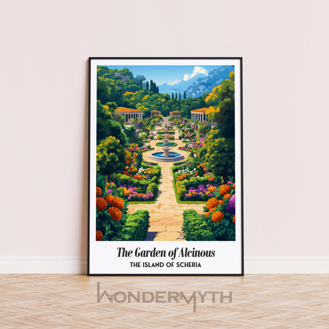 Garden of Alcinous Travel Poster: Greek Mythology Art (digital Download ...