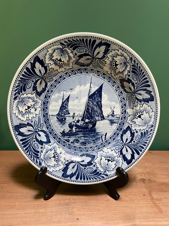 Vintage Boch Belgium Delfts Blue and White Ceramic Wall Plate - Etsy