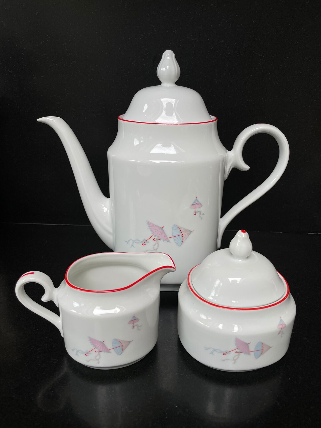 Vintage JAEGER Cute Tea / Coffee Set in Pastel Colors With Gentle ...