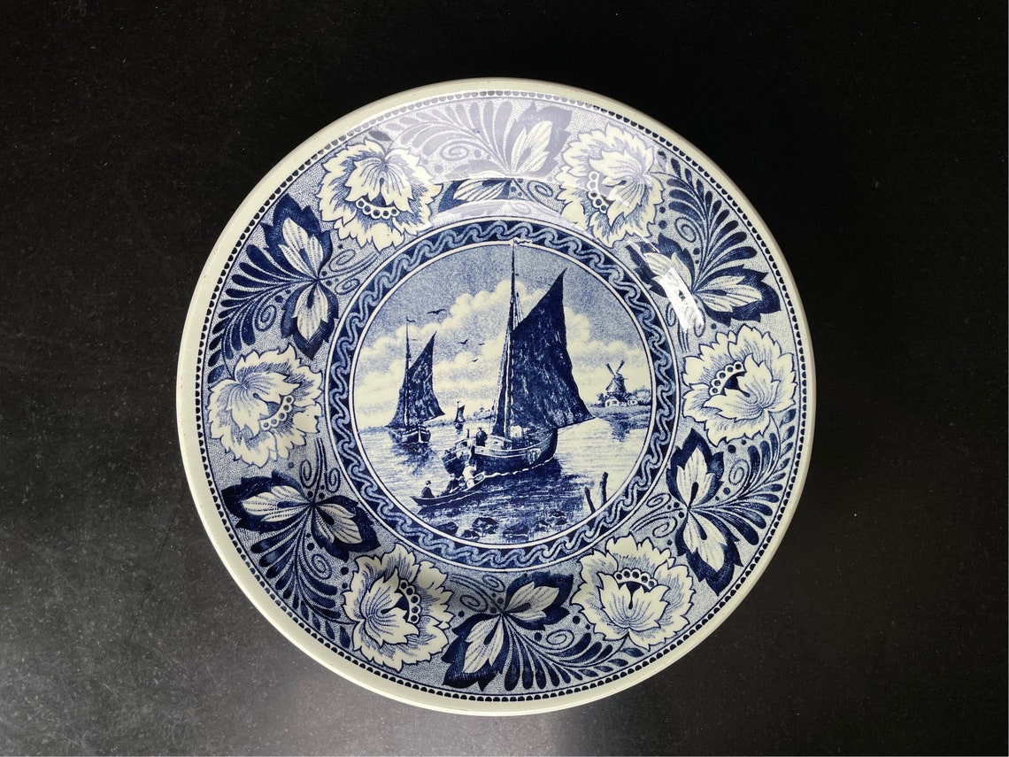 Vintage Boch Belgium Delfts Blue and White Ceramic Wall Plate - Etsy