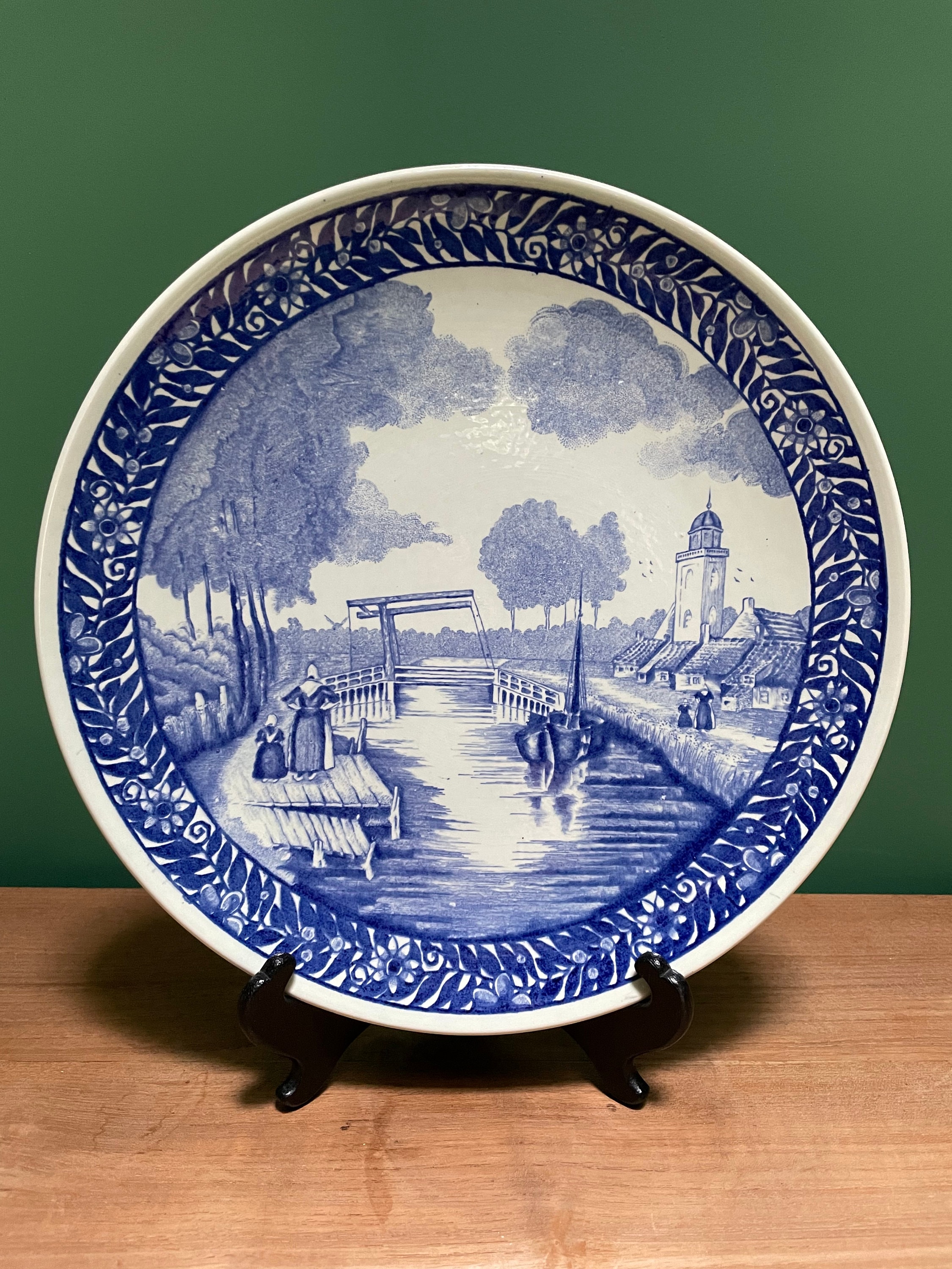 Vintage Boch Frères Delfts Blue and White Ceramic Wall Plate 29 Cm ...