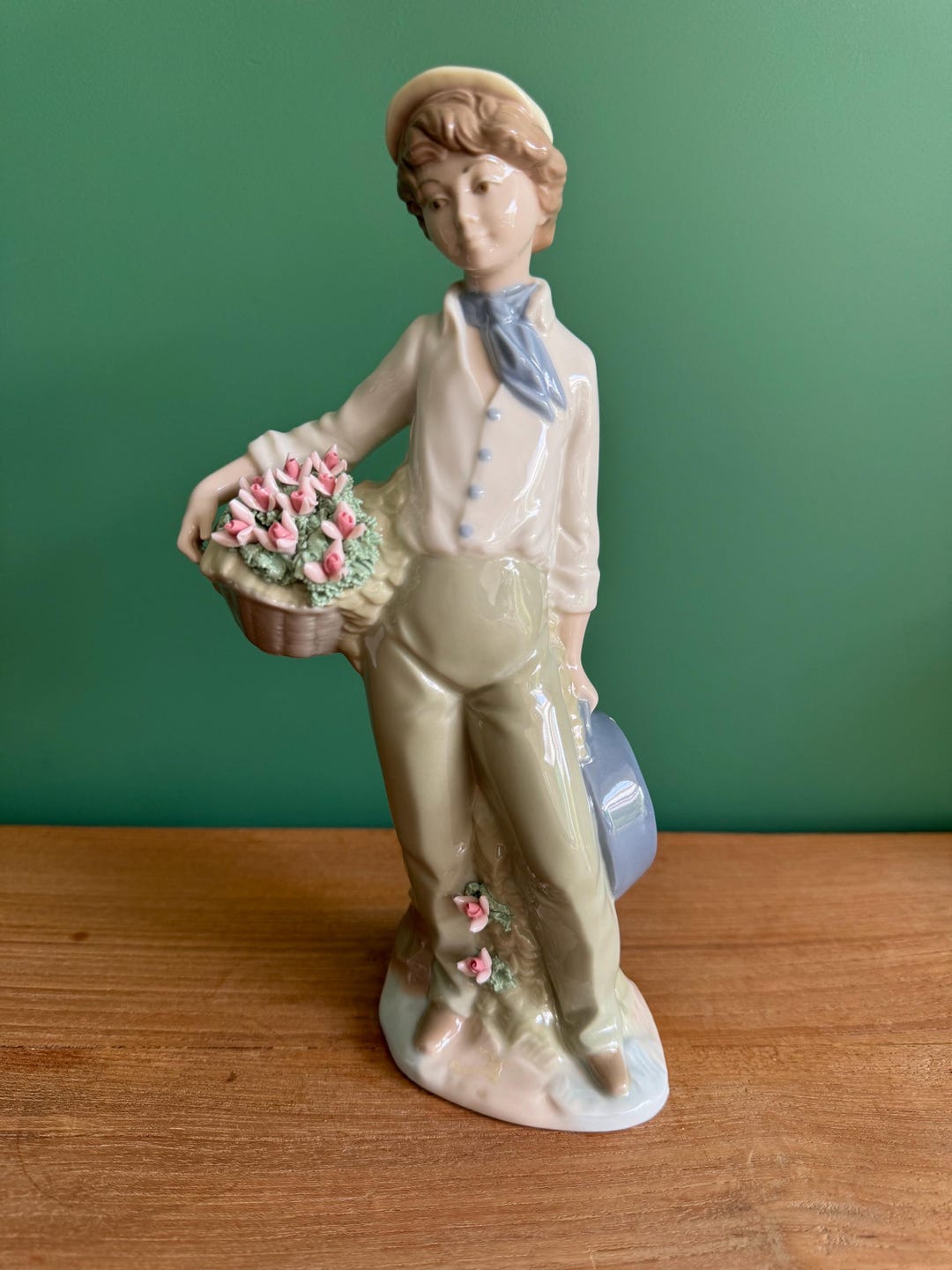 Vintage Figurine Young Man With the Flowers NADAL Porcelain, Handmade ...