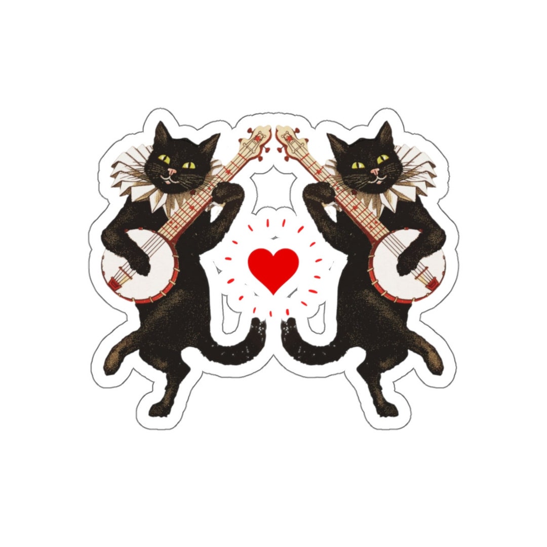 Dancing Banjo Kitty - Kiss-cut Stickers - Etsy