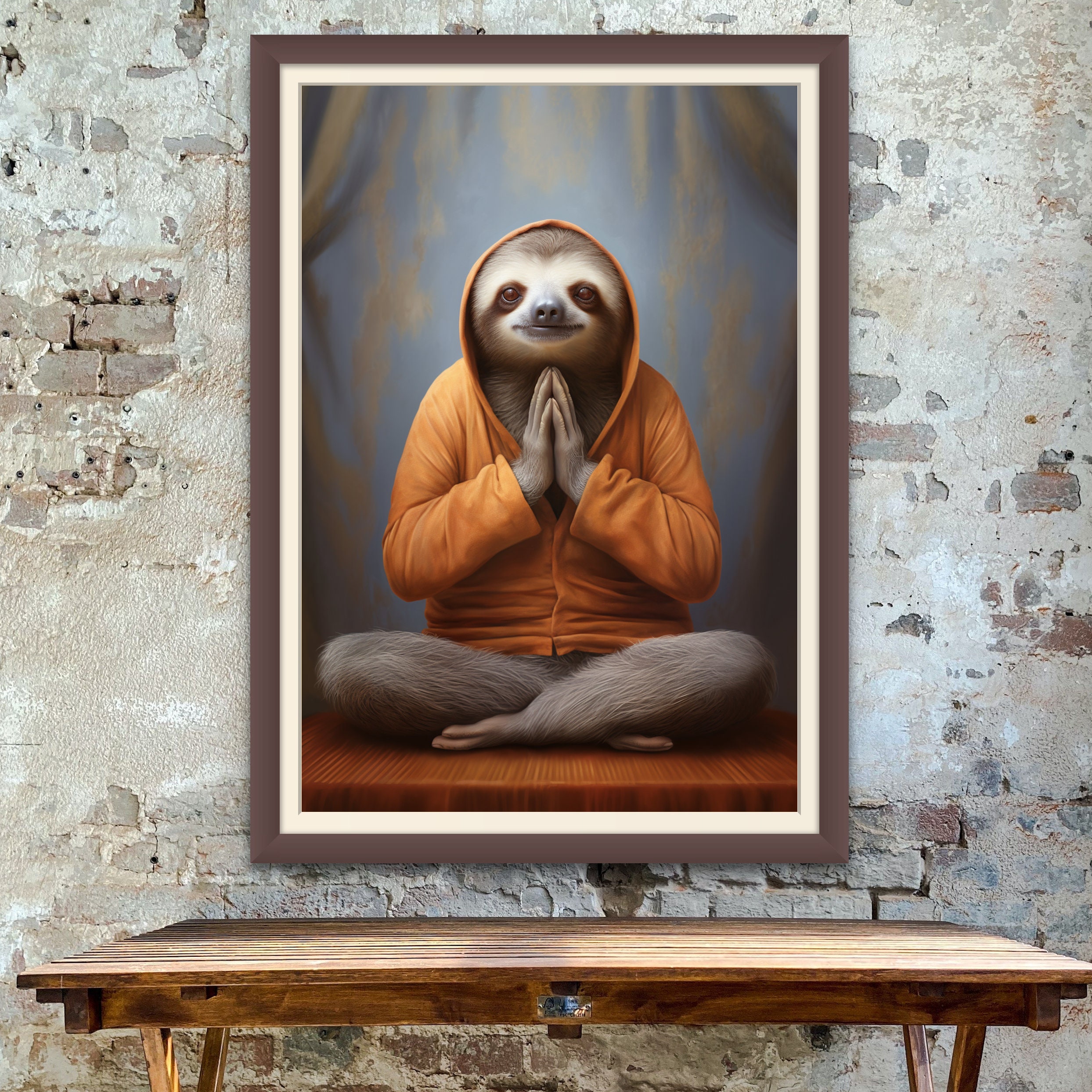 Meditating Sloth Portrait Zen Animal Art Printable Nature - Etsy